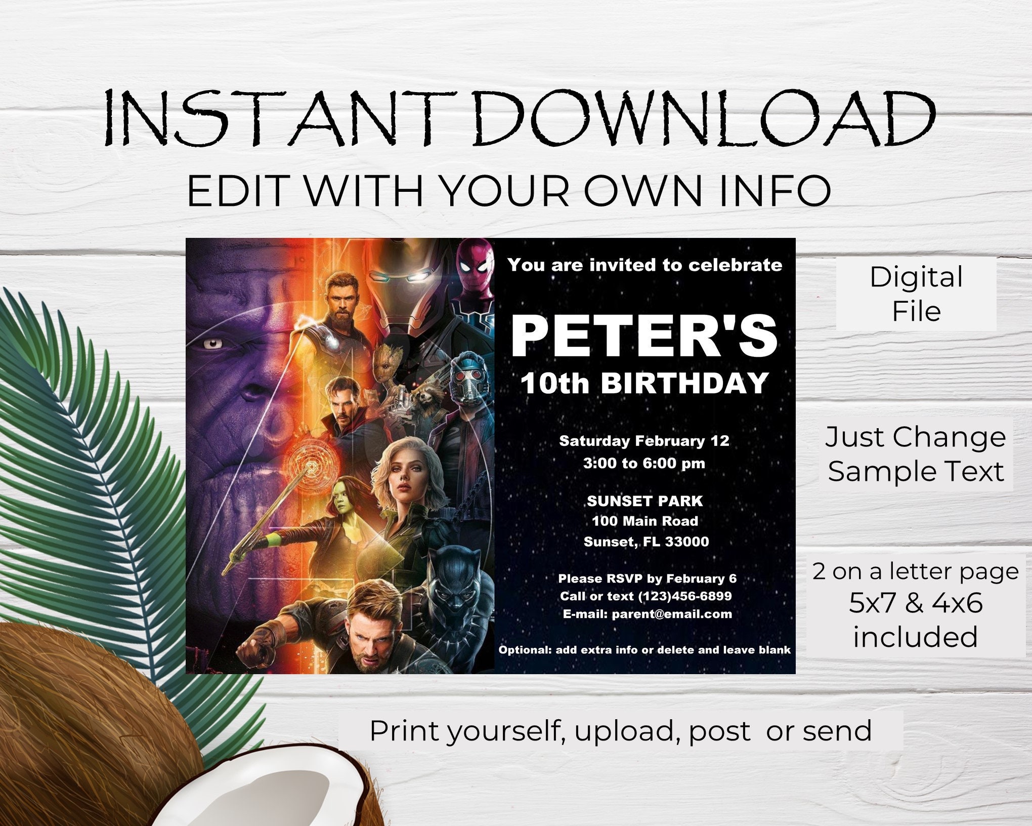 Avengers Infinity War Birthday Party Invitation Editable - Etsy