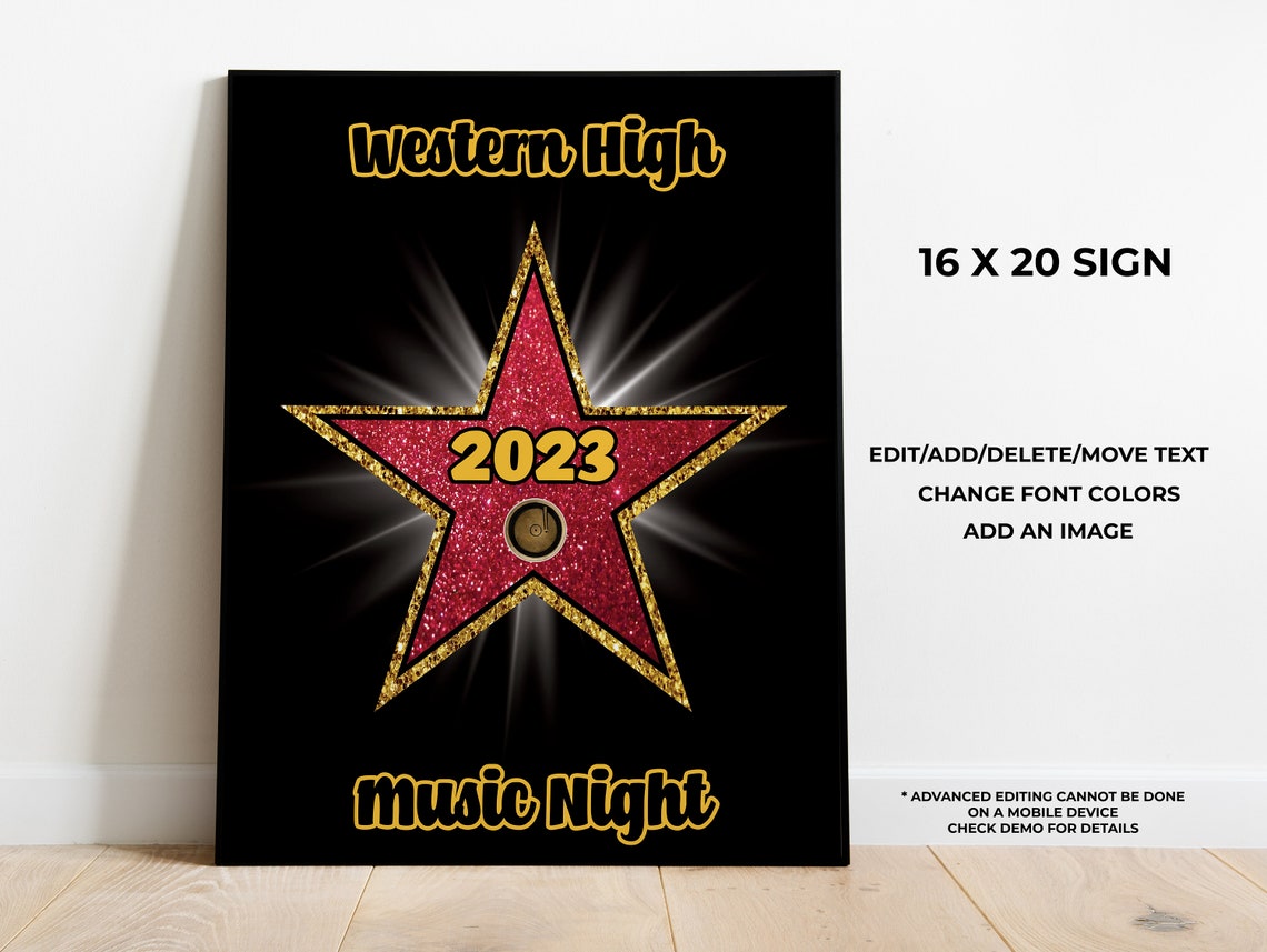 Hollywood Music Star Glitter Welcome Sign Poster 16x20. - Etsy