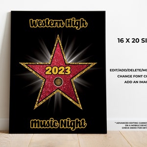 Hollywood Music Star Glitter Welcome Sign Poster 16x20. Hollywood Party ...