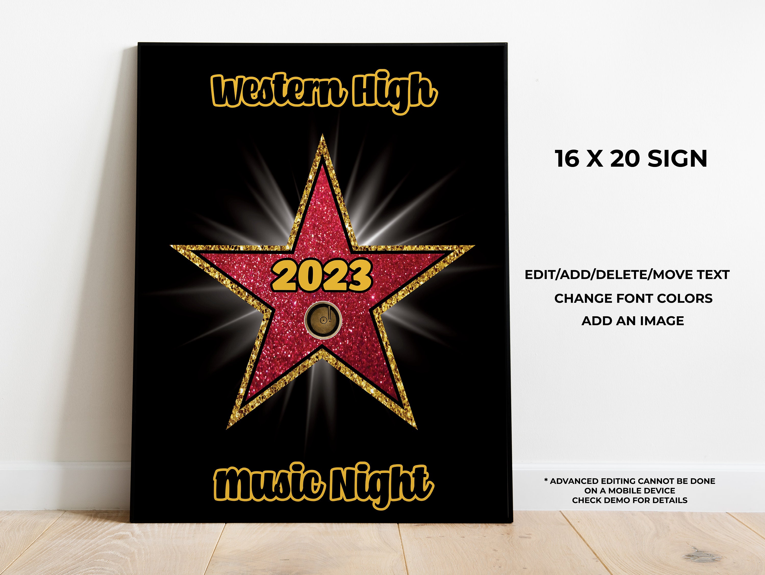 Hollywood Music Star Glitter Welcome Sign Poster 16x20. - Etsy