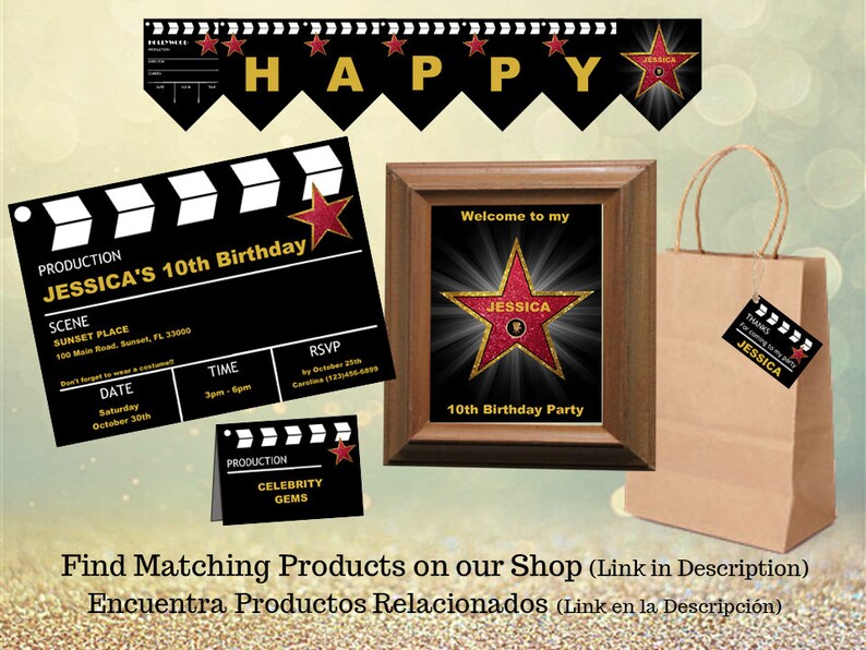 Hollywood Star Movies Glitter Welcome Sign Poster 16x20 Party | Etsy