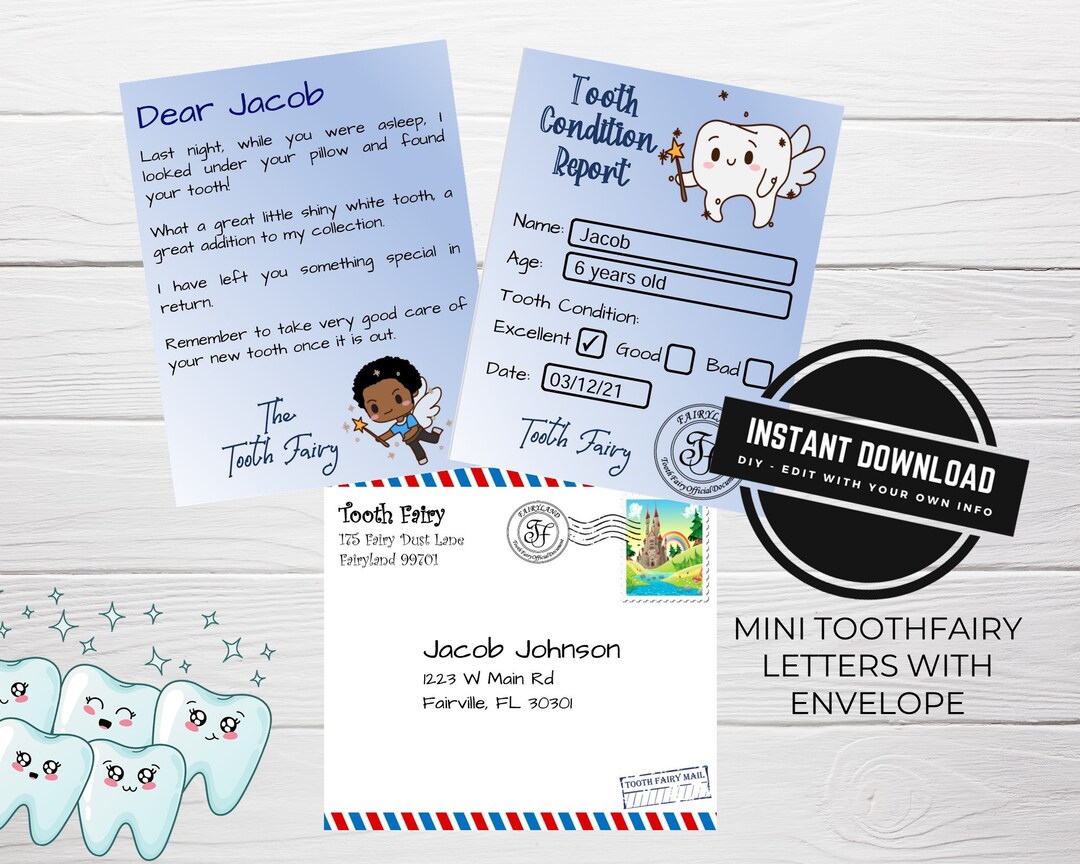 Personalized Letter From the Tooth Fairy Boy Tooth Fairy Printable Mini ...
