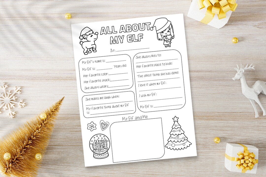 All About My Elf Printable. Elf Christmas Activity. Elf Activity. Girl ...