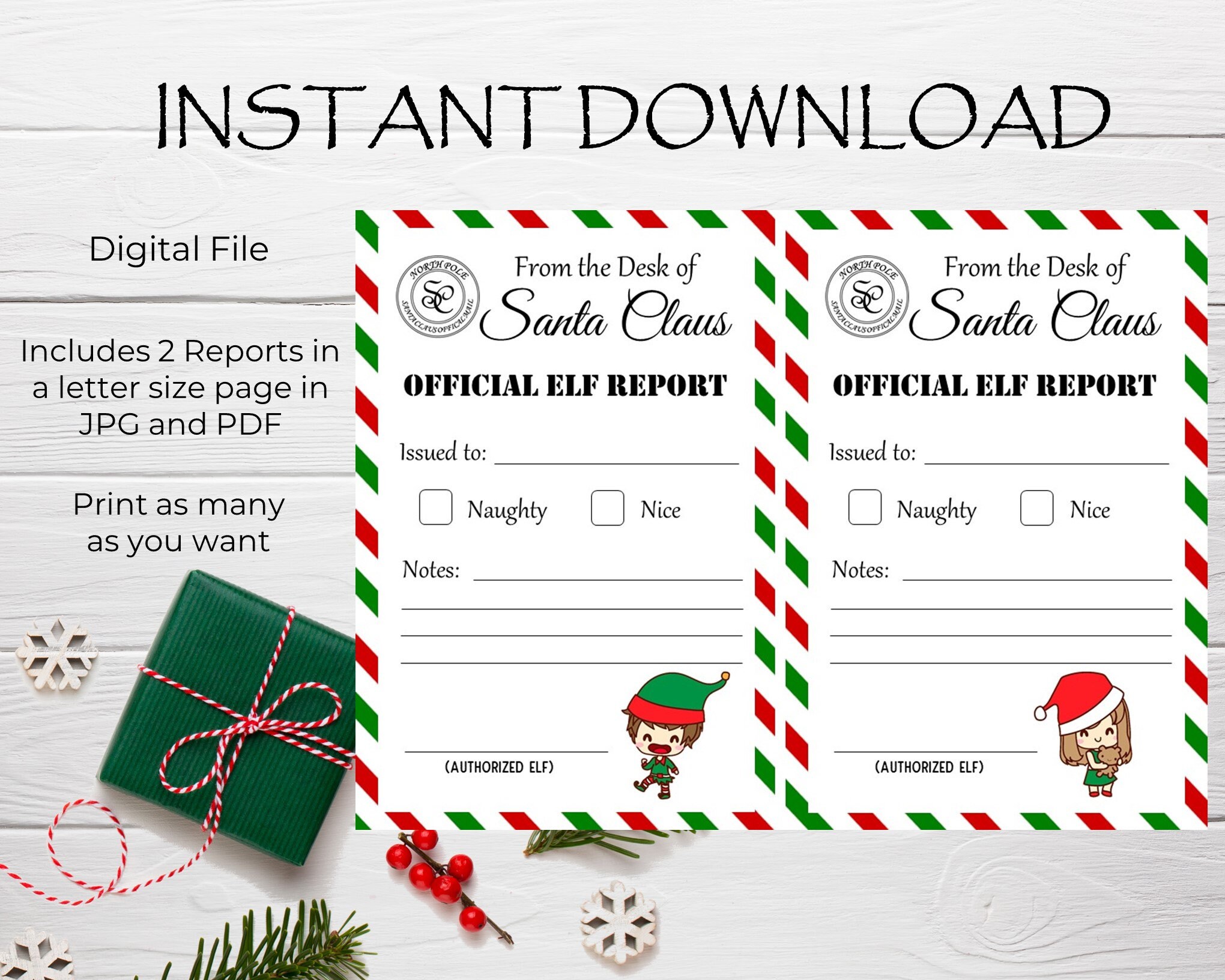 Santa's Official Elf Report for Naughty or Nice Behavior. - Etsy