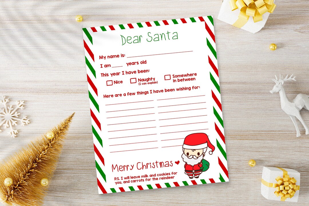 Dear Santa Letter, Christmas Wish List, Printable Christmas List ...
