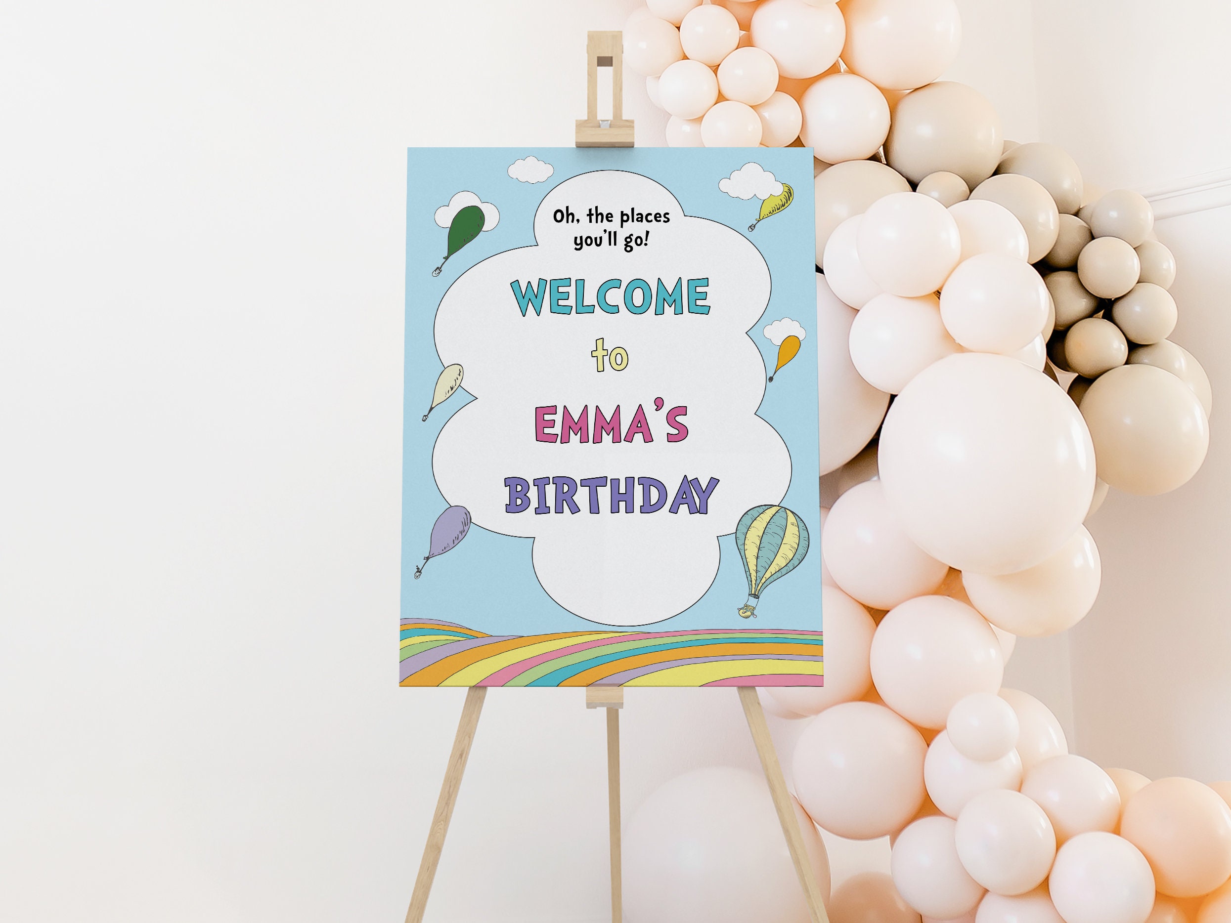 Hot Air Balloon Welcome Sign 16x20 Birthday Party Pink Instant - Etsy