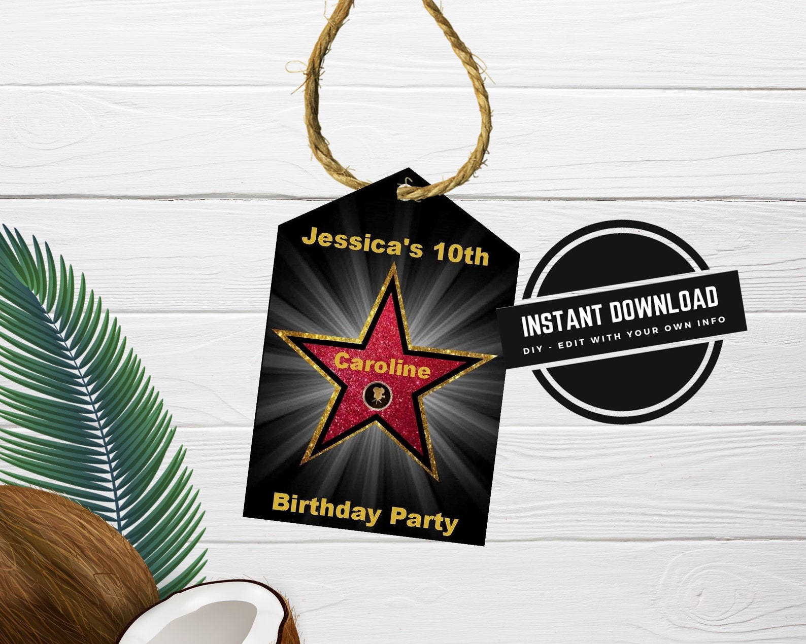 Hollywood Star Thank You Tags Movie Star Label Birthday - Etsy