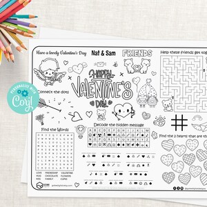 Valentines Day Activity Sheet | Valentines Day Favor | Valentines Day ...