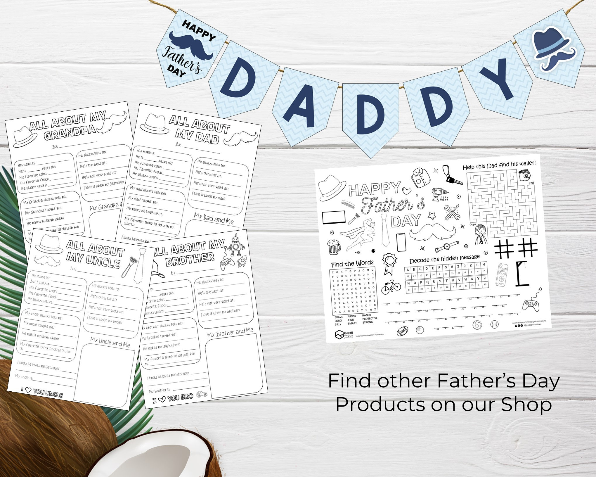 Fathers Day Activity Sheet Father's Day Printable | Etsy