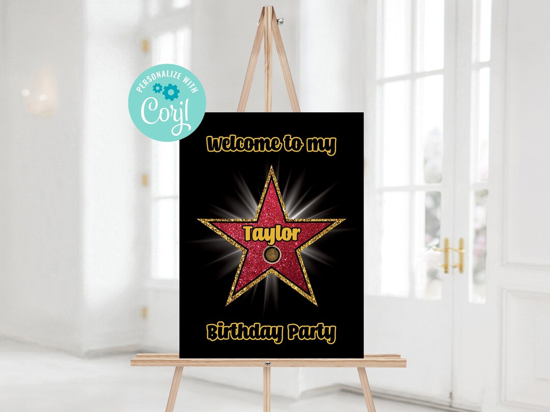 Hollywood Music Star Glitter Welcome Sign Poster 16x20. Hollywood Party ...