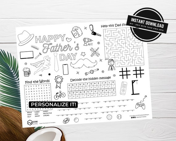 Fathers Day Activity Sheet Father's Day Printable | Etsy
