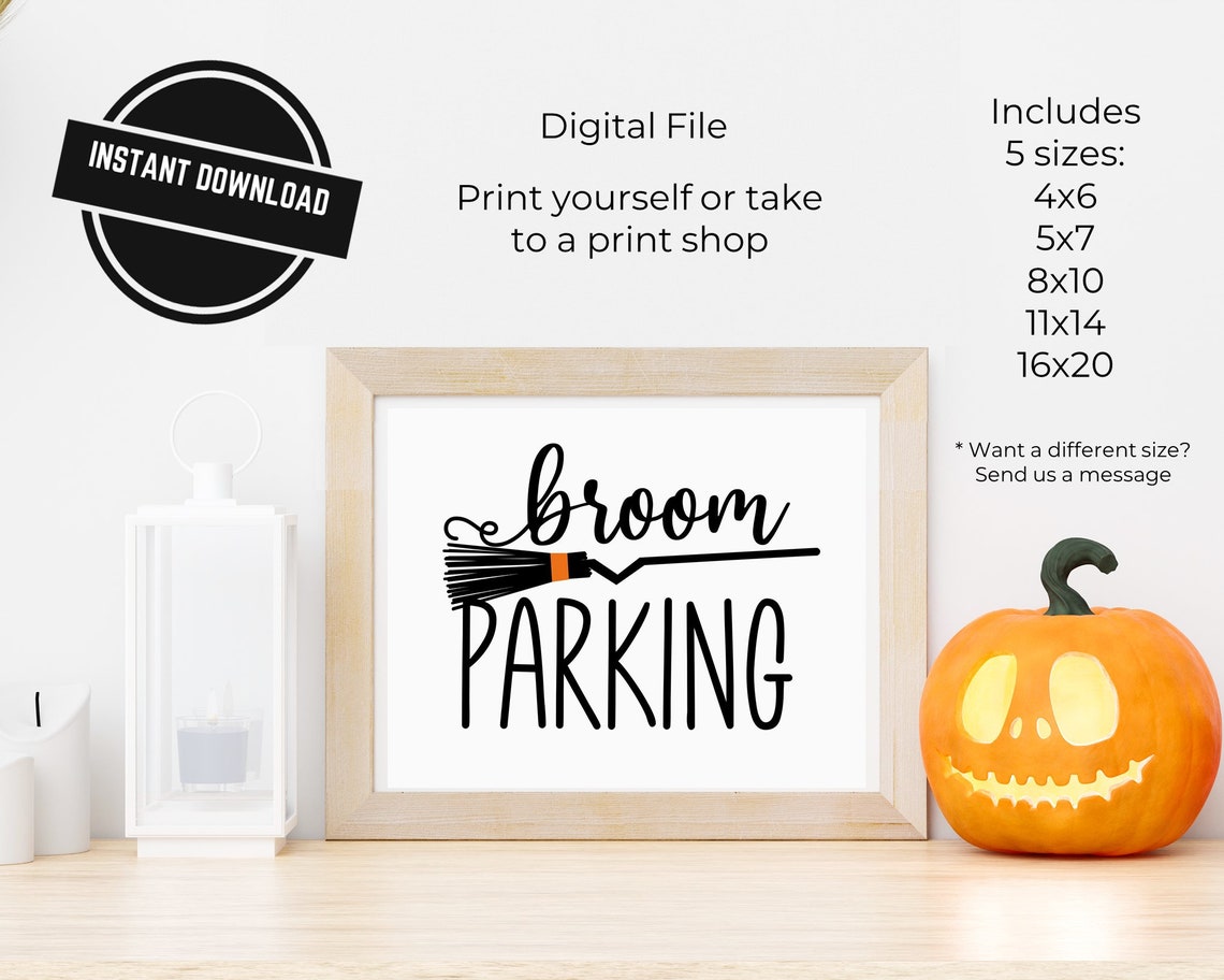 Broom Parking Halloween Decoration Printable Sign Instant - Etsy