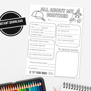 All About My Brother Printable Father's Day Activity - Etsy