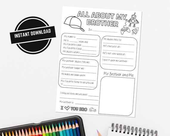 All About My Brother Printable Father's Day Activity - Etsy