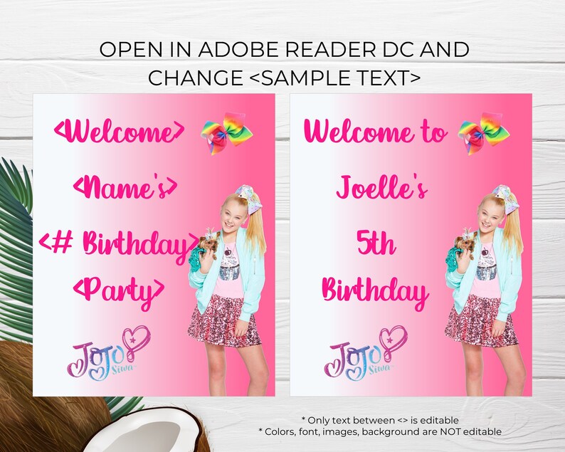 Jojo Siwa Welcome Sign Party Decoration Digital Instant | Etsy