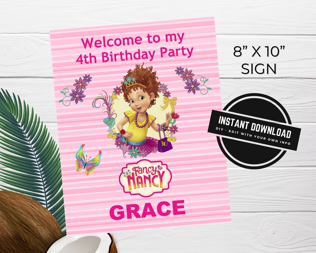 Fancy Nancy Welcome Sign Party Decoration Editable Digital - Etsy