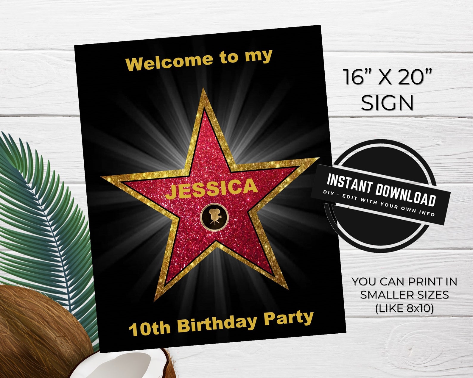 Hollywood Star Movies Glitter Welcome Sign Poster 16x20 Party - Etsy