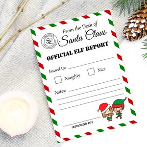 Santa's Official Elf Report for Naughty or Nice Behavior. Elf Report ...