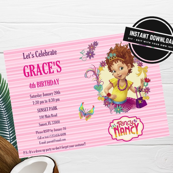 Fancy Nancy Birthday Invitation - Etsy