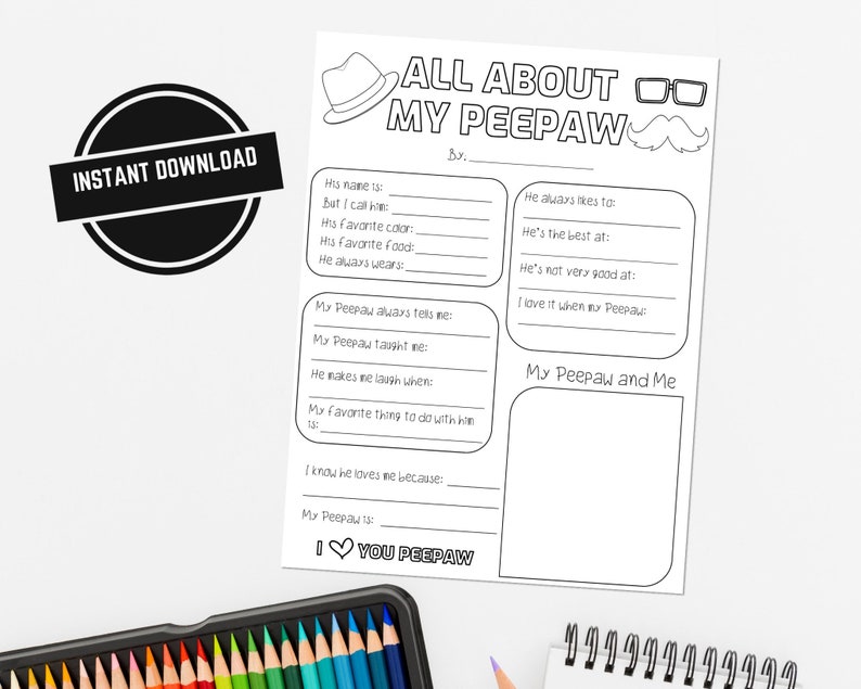 All About My Peepaw Printable Father's Day Activity - Etsy