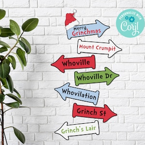 Directional Arrows Sign Digital - Merry Grinchmas Editable Street Signs ...