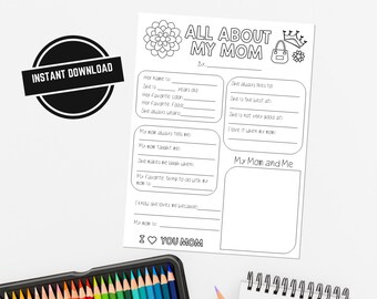 All About My Mum Printable Mother's Day Gift | Etsy