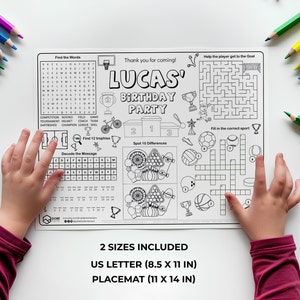 Sports Activity Sheet for Birthday Party or Other Events | Sports Party ...