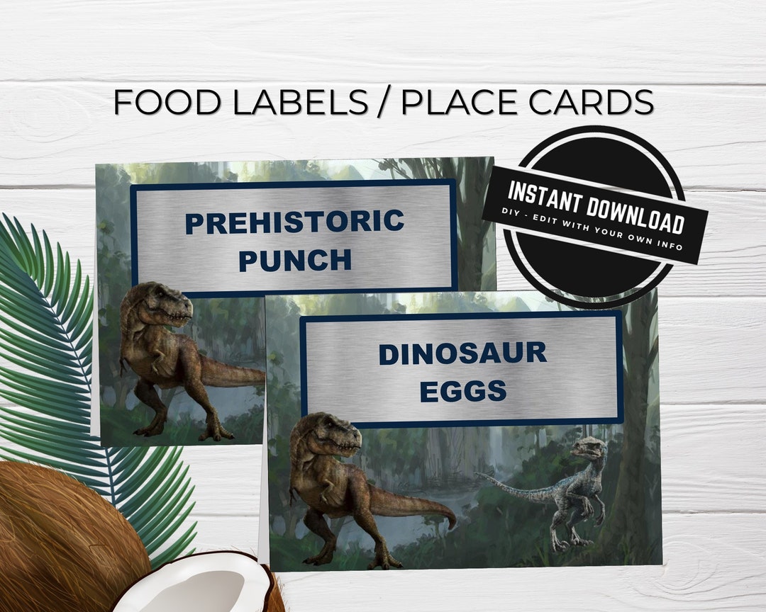 Jurassic Era Dinosaurs Food Tent Labels Place Cards Editable - Etsy ...