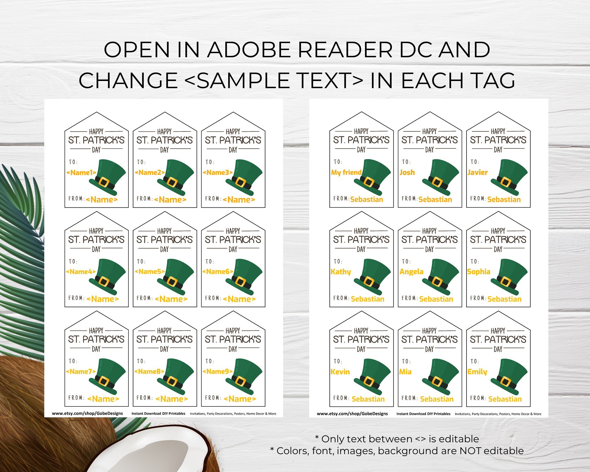 Leprechaun's Hat Happy Saint Patrick's Day Cards Tags | Etsy