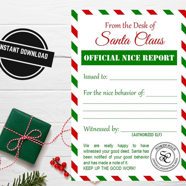 Santa Report Card - Etsy