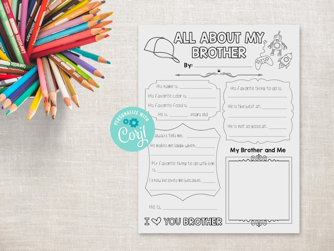 All About My Brother Printable - Father's Day Activity - About My ...