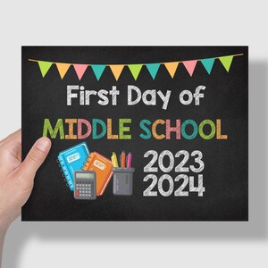 First Day of Middle School Sign Back to School Printable Poster Instant ...