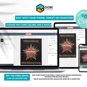 Hollywood Star Movies Glitter Welcome Sign Poster 16x20 Party ...