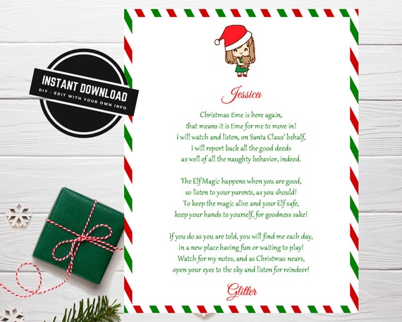 Santa's Official Elf Welcome Letter. Girl Elf. | Etsy