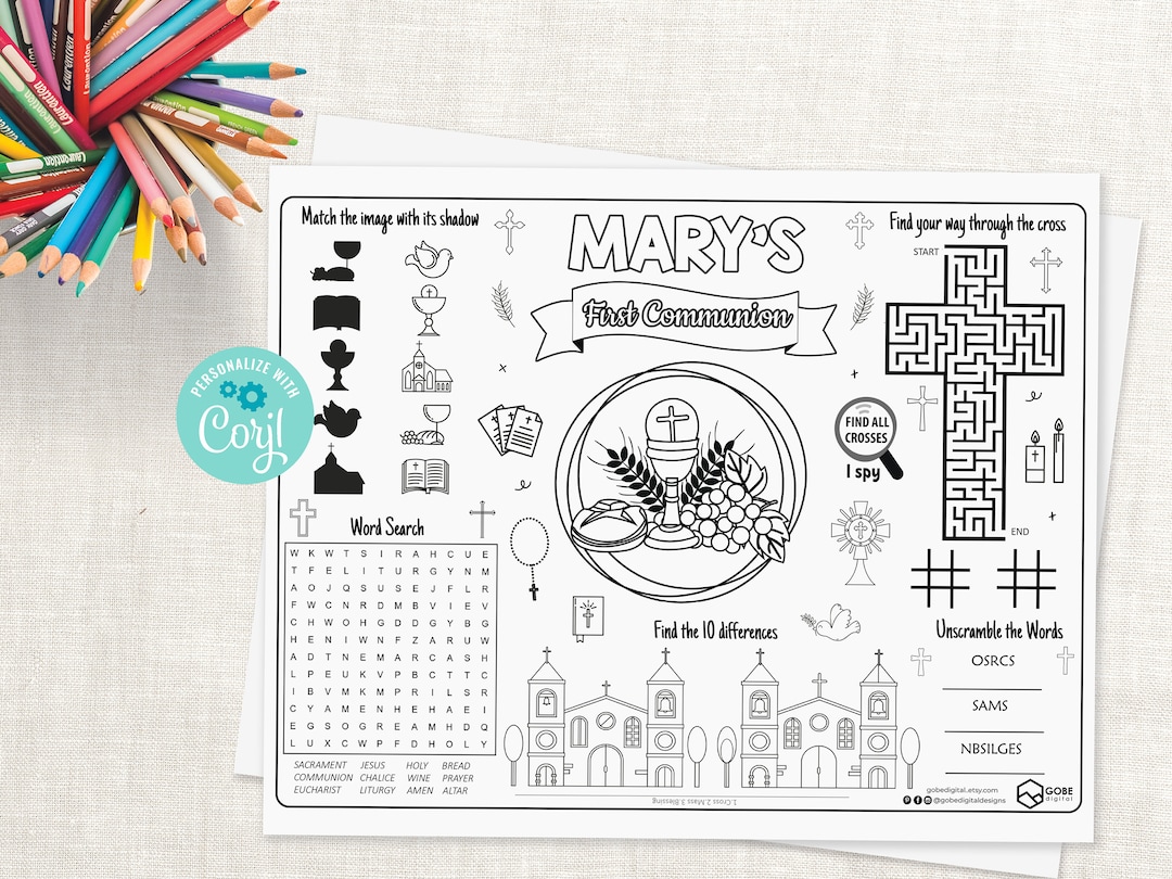 First Communion Activity Sheet. First Communion Coloring Page. First ...