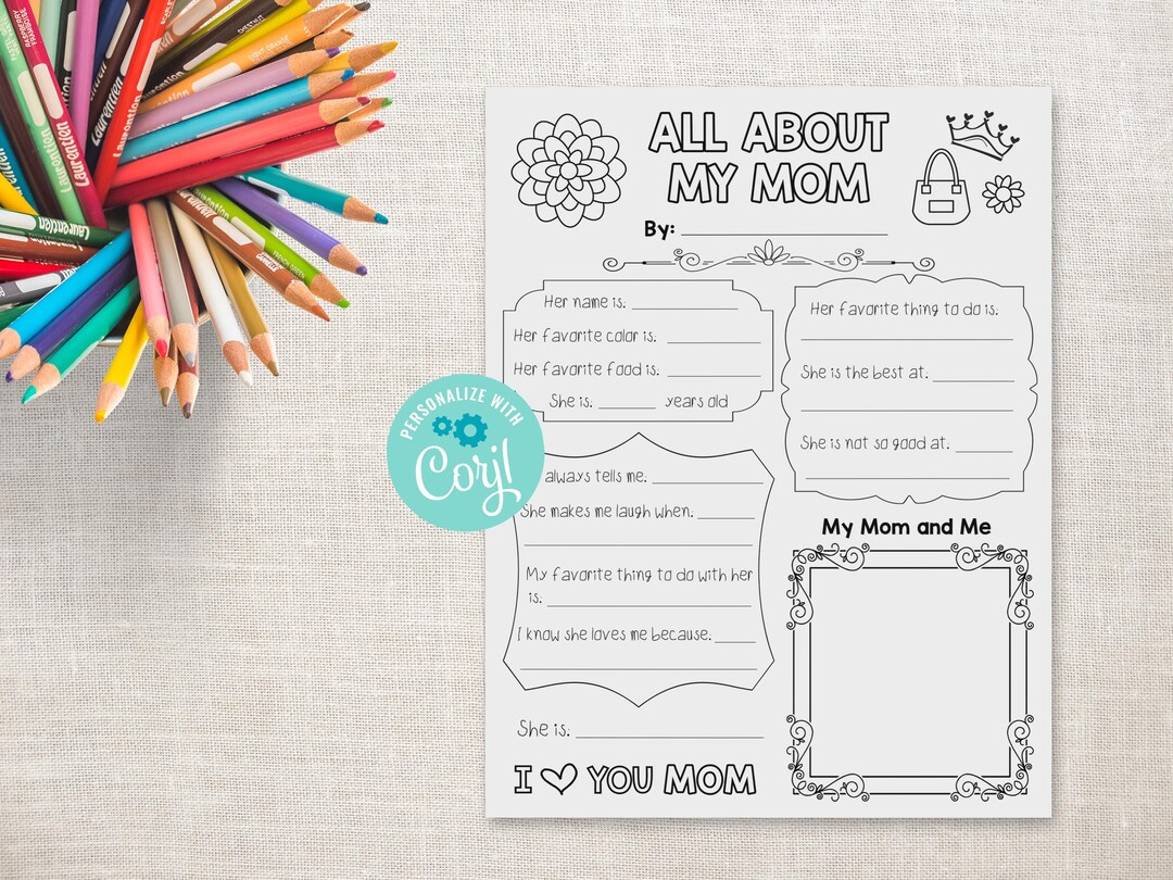 All About My Mom Printable - Mother's Day Gift - Mother's Day Activity ...