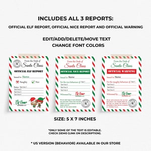 Santa's Official EDITABLE Elf Report for Naughty or Nice Behaviour ...