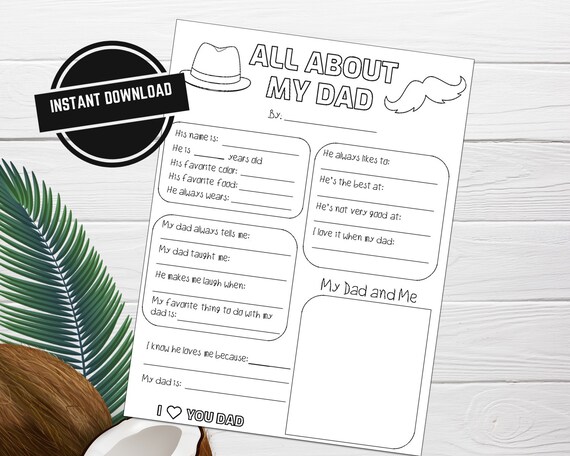 All About my Dad Printable Father's Day gift | Etsy