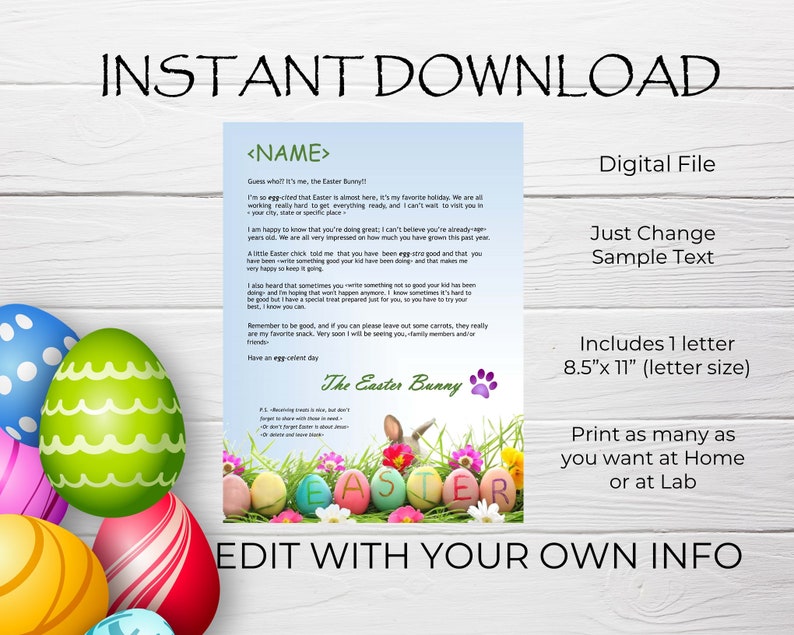 Personalized Letter from the Easter Bunny 2020 Editable | Etsy