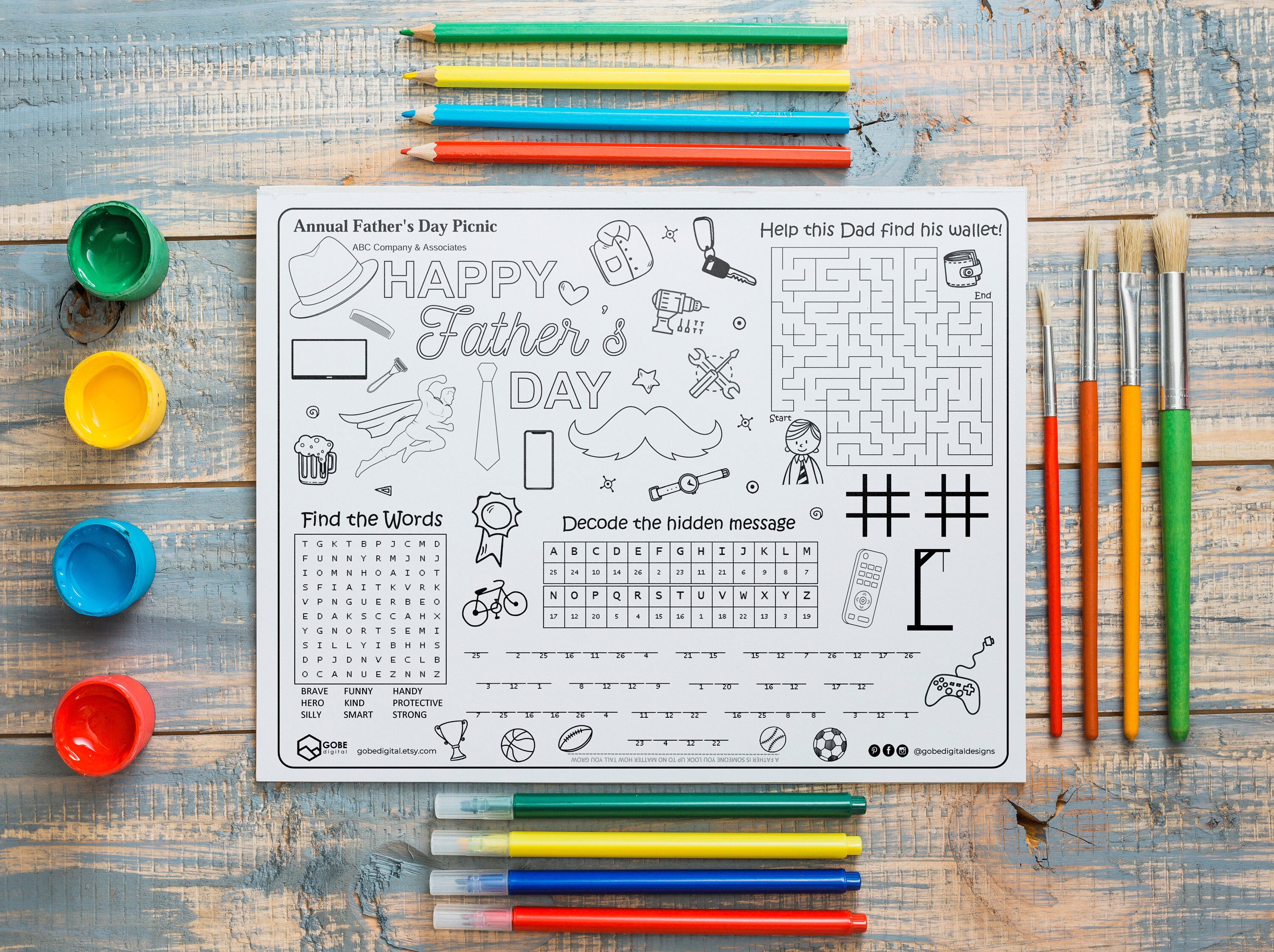 Fathers Day Activity Sheet Father's Day Printable - Etsy