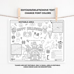 Halloween Activity Sheet. Halloween Placemat. Halloween Coloring Page ...