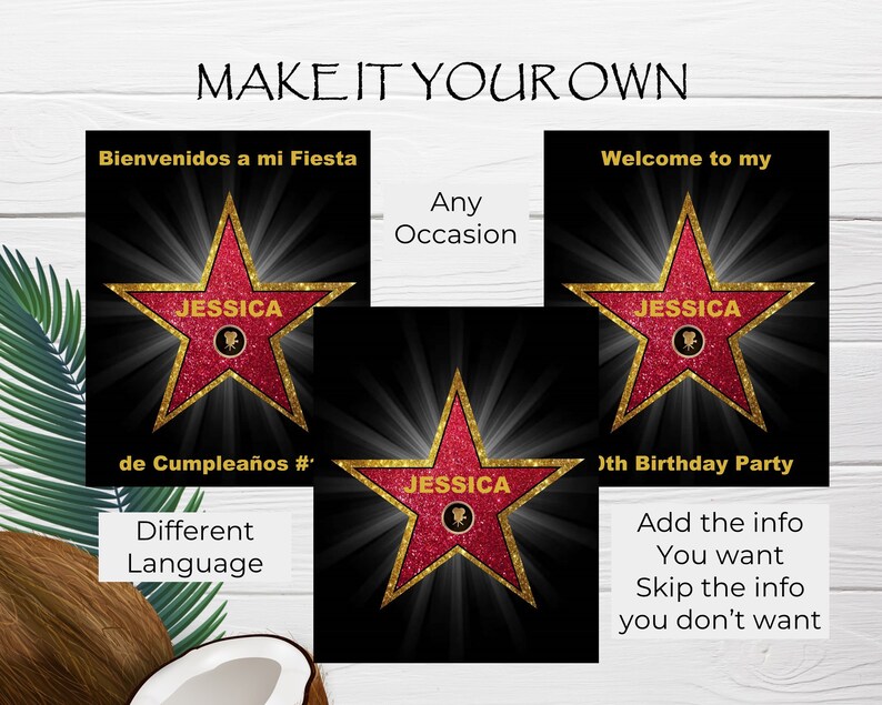 Hollywood Star Movies Glitter Welcome Sign Poster 16x20 Party - Etsy