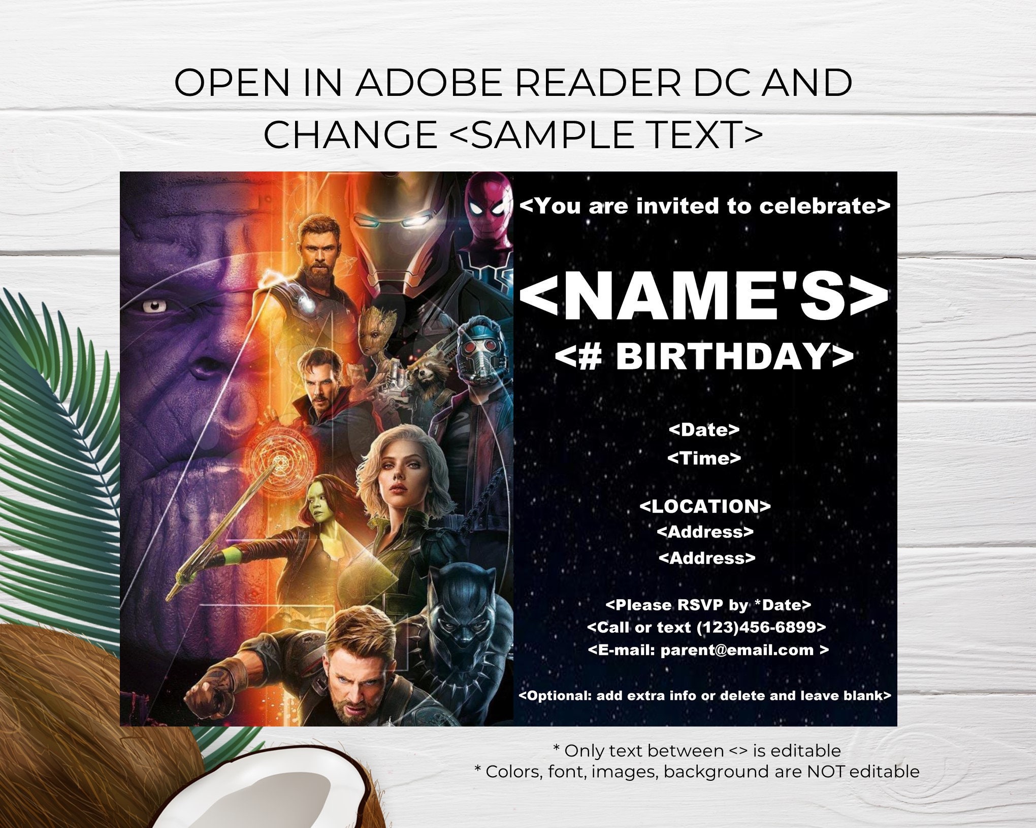 Avengers Infinity War Birthday Party Invitation Editable - Etsy