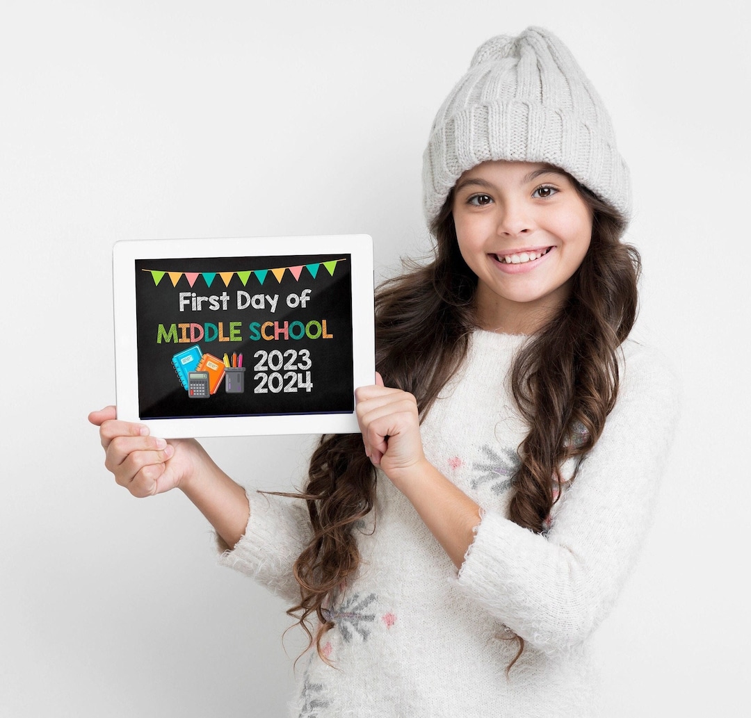 First Day of Middle School Sign Back to School Printable Poster Instant ...