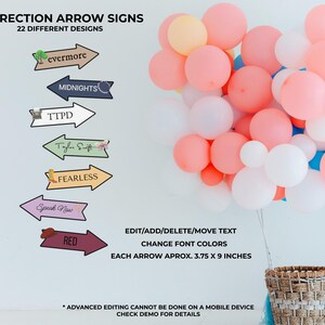 Directional Arrows Sign Inspired by Taylor Swift Swiftie Editable ...