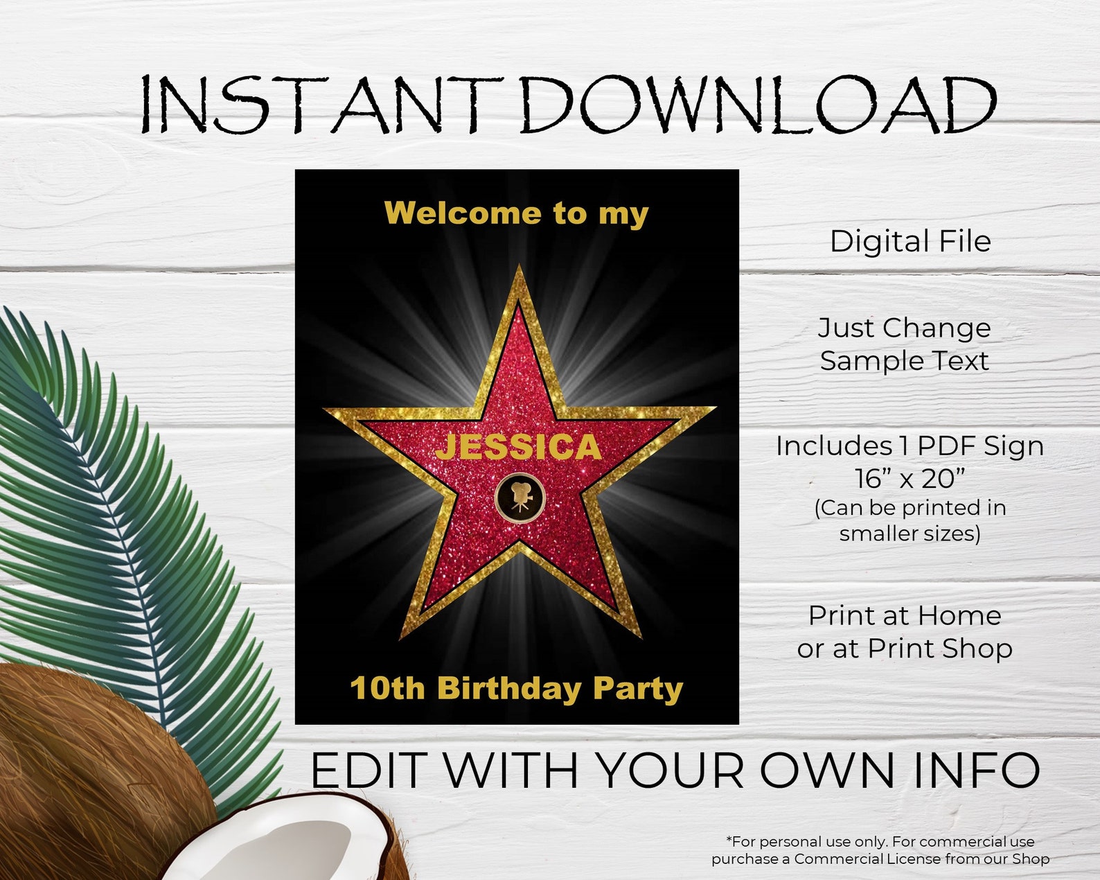 Hollywood Star Movies Glitter Welcome Sign Poster 16x20 Party - Etsy