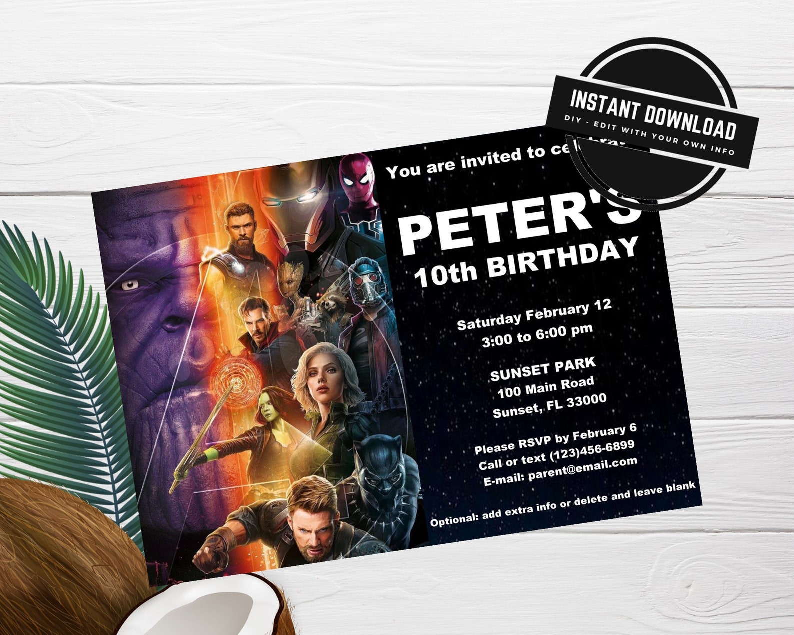 Avengers Infinity War Birthday Party Invitation Editable - Etsy