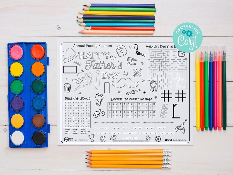 Fathers Day Activity Sheet Father's Day Printable - Etsy