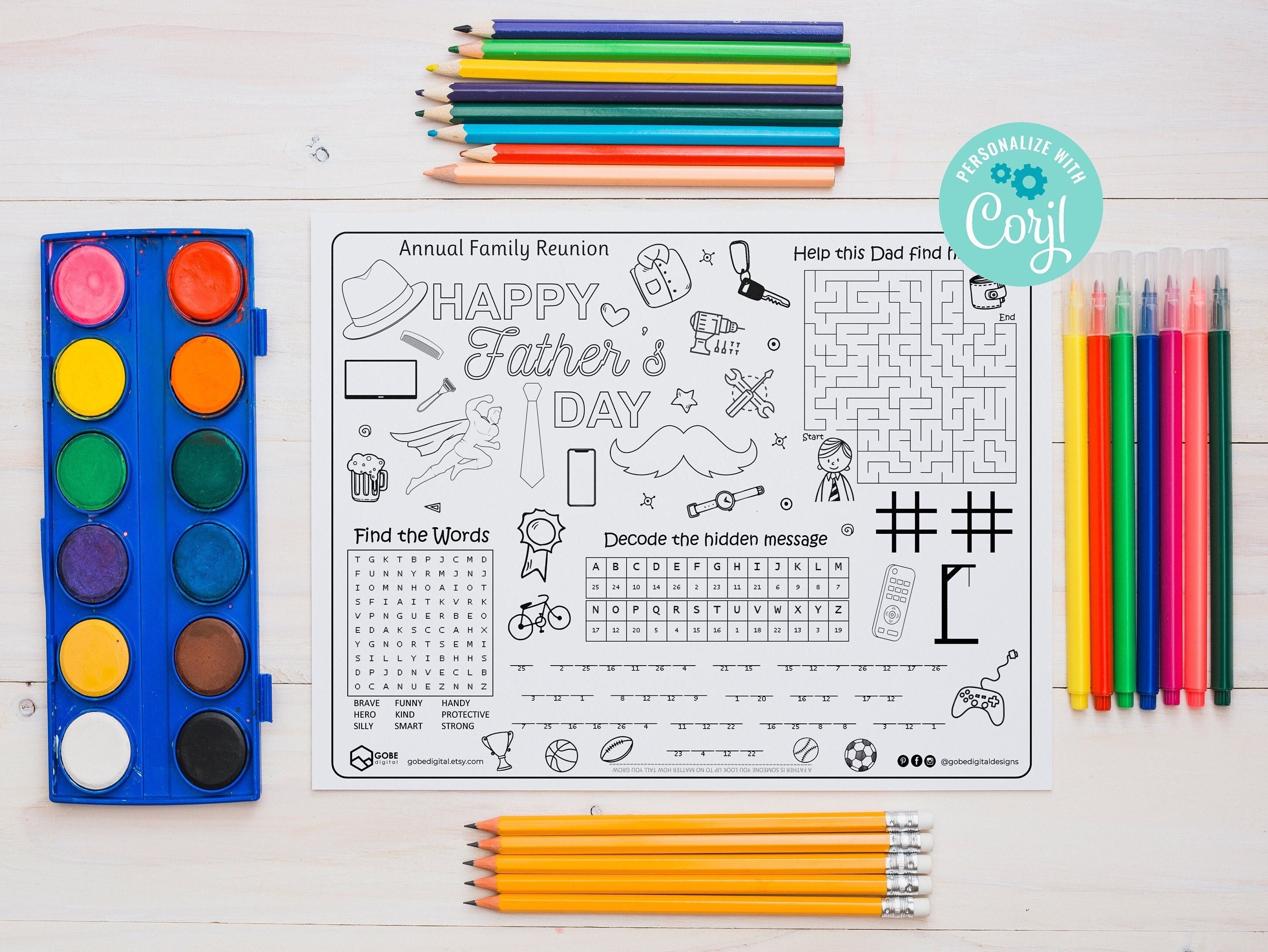 Fathers Day Activity Sheet Father's Day Printable - Etsy