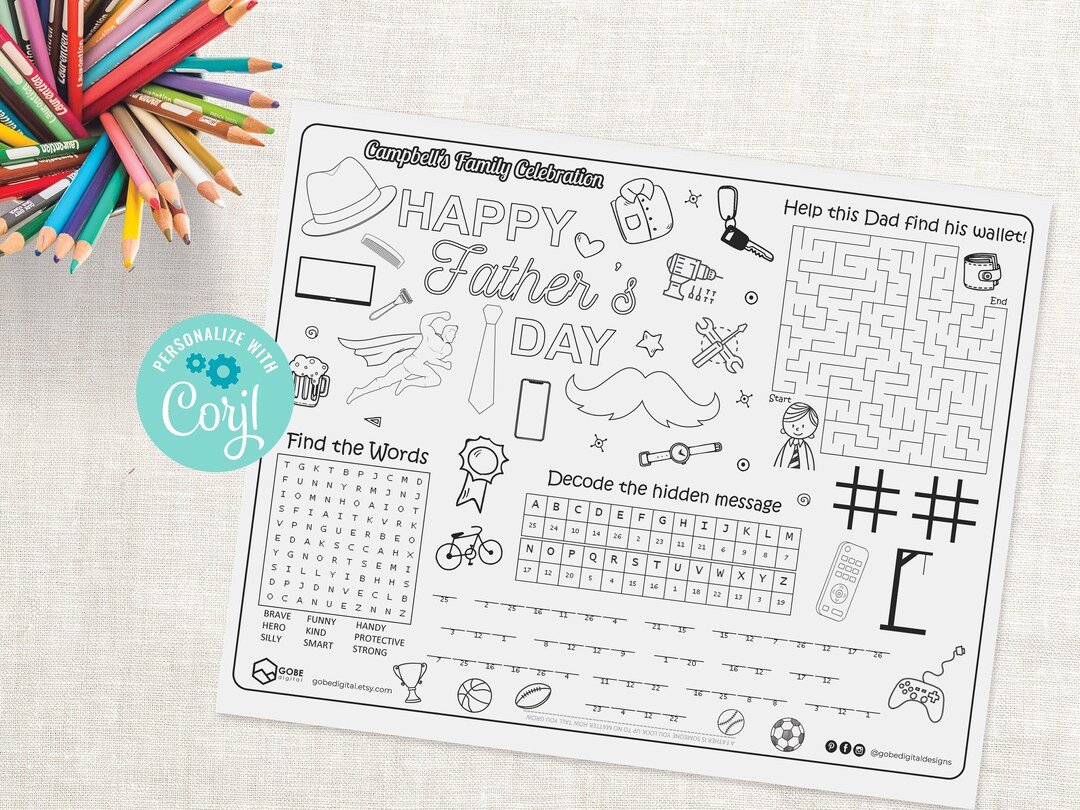 Fathers Day Activity Sheet Father's Day Printable - Etsy